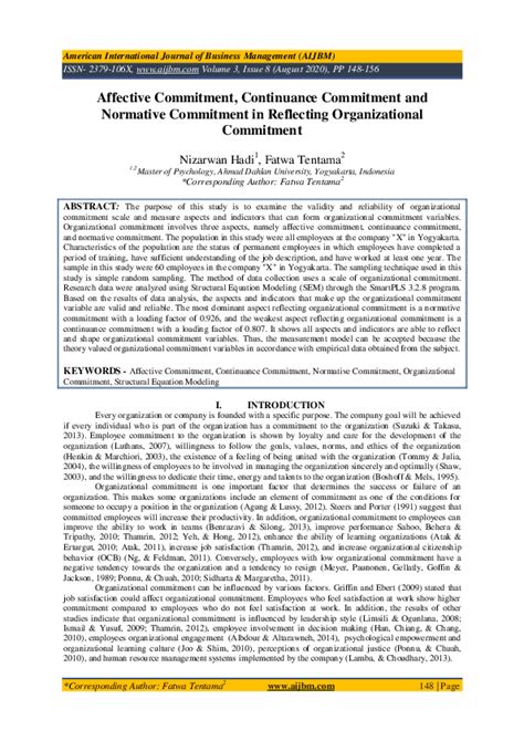 Pdf Affective Commitment Continuance Commitment And Normative Commitment In Reflecting