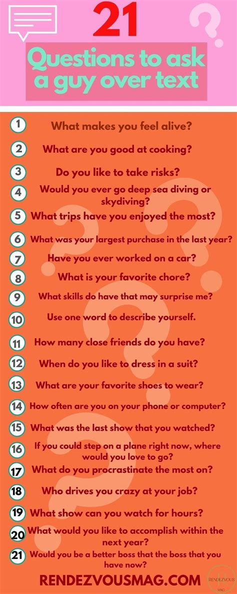 120 Questions to Ask a Guy Over Text | Questions to get to know someone, Getting to know someone ...
