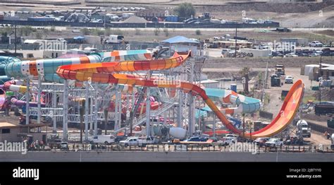 Irvine California 6 June 2022 Water Slide Construction At Wild