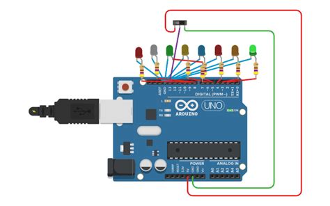 circuit design lauflicht tinkercad