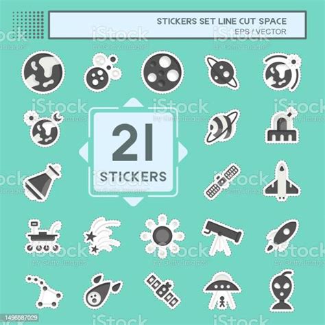 스티커 라인 컷 공간을 설정합니다 교육 기호와 관련이 있습니다 심플한 디자인 편집 가능 간단한 그림 과학에 대한 스톡 벡터 아트 및 기타 이미지 Istock