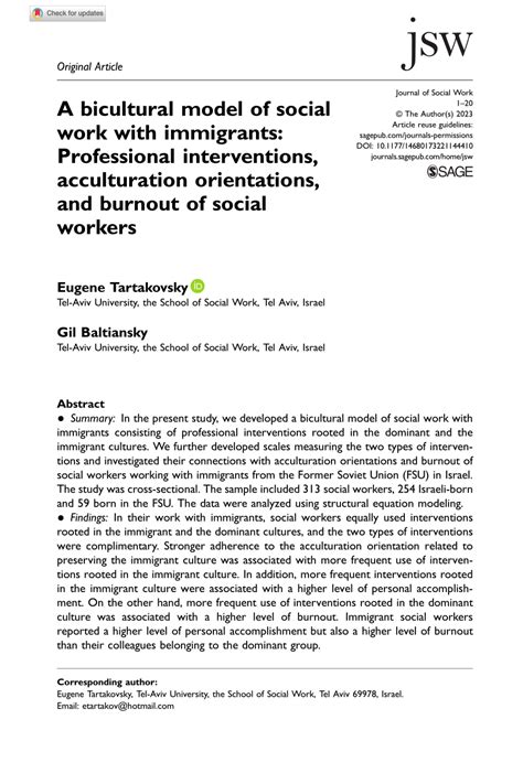 Pdf A Bicultural Model Of Social Work With Immigrants Professional