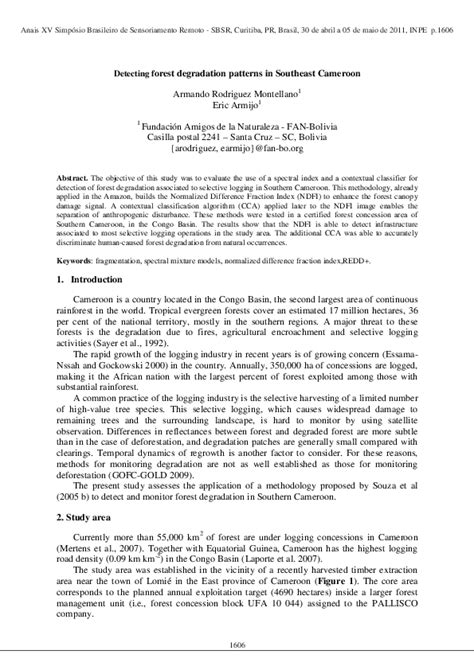 Pdf Detecting Forest Degradation Patterns In Southeast Cameroon