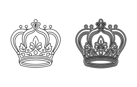 Crown Icon Free Vector Outline Crown Line Art Illustration Queen