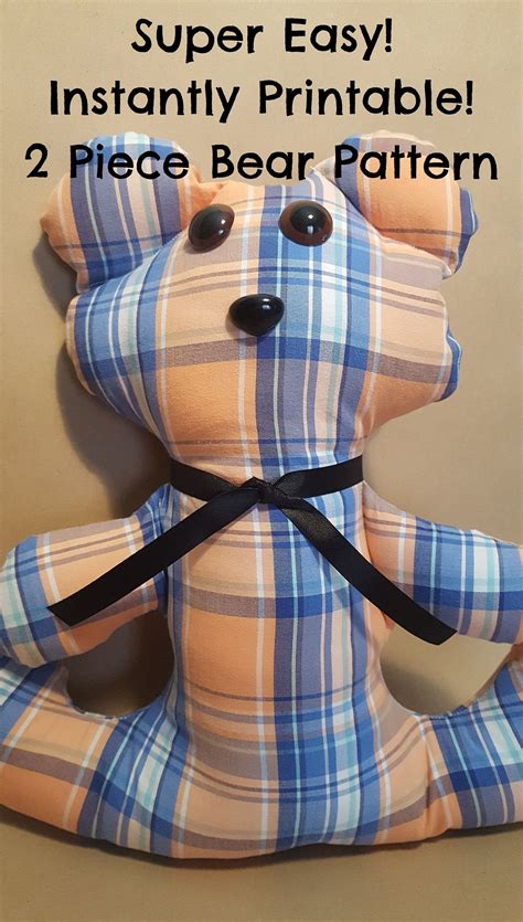 Super Easy 2 Piece Bear Pattern Etsy Bear Pattern Memory Bears