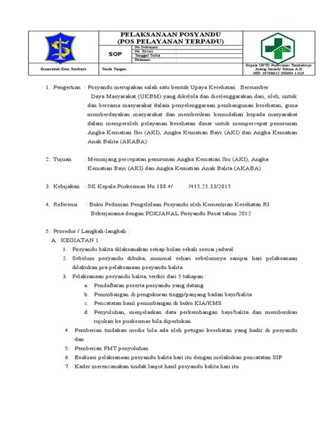 Sop Pos Pelayanan Terpadu Posyandu Pdf