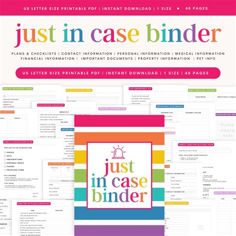 Just In Case Binder Printable Just In Case Emergency Binder The