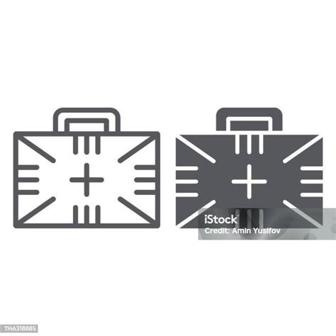 응급 처치 키트 및 문자 모양 라인 아이콘 상자 및 비상 의료 케이스 기호 벡터 그래픽 흰색 바탕에 선형 패턴 10에 대한 스톡 벡터 아트 및 기타 이미지 Istock