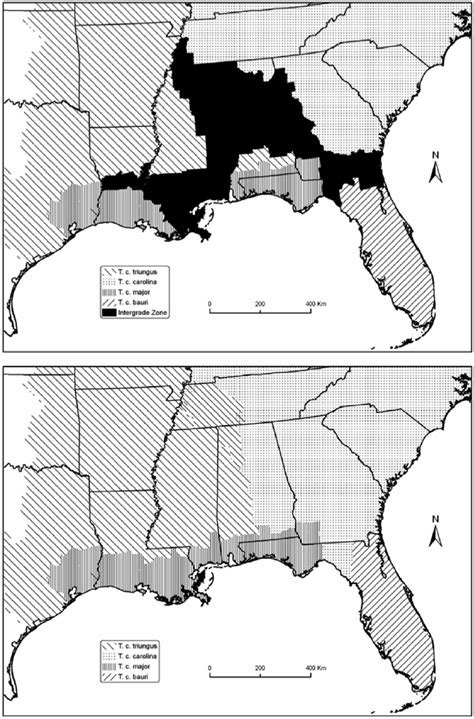 Map Illustrating Alternative Interpretations Of Subspecies Ranges And