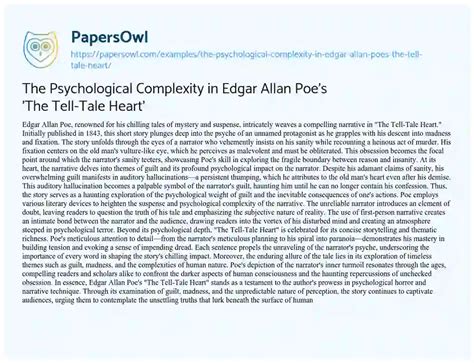 The Psychological Complexity In Edgar Allan Poes The Tell Tale Heart