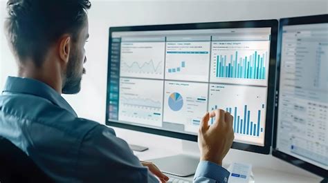 Analyst Using Dashboard For Data Business Analysis Plain Background Premium Ai Generated Image