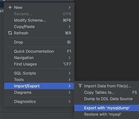 Datagrip Dump Export Import