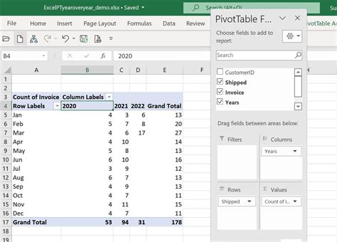 How To Create A Yoy Comparison Chart Using A Pivotchart In Excel