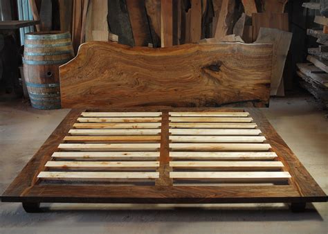 Handcrafted Live Edge Walnut Headboard And Bed Frame Solid Hardwood