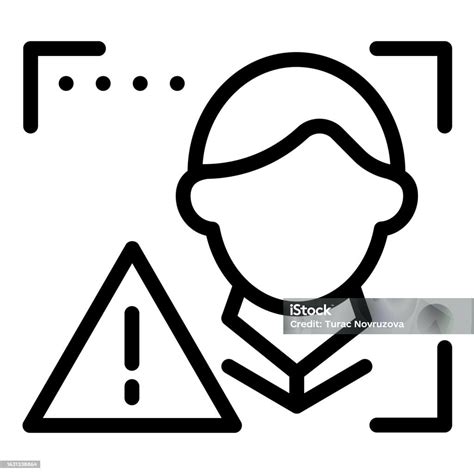 Facial Recognition Alert Line Icon Face Scan Attention Vector