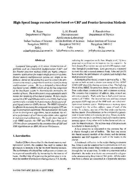 Pdf High Speed Image Reconstruction Based On Cbp And Fourier