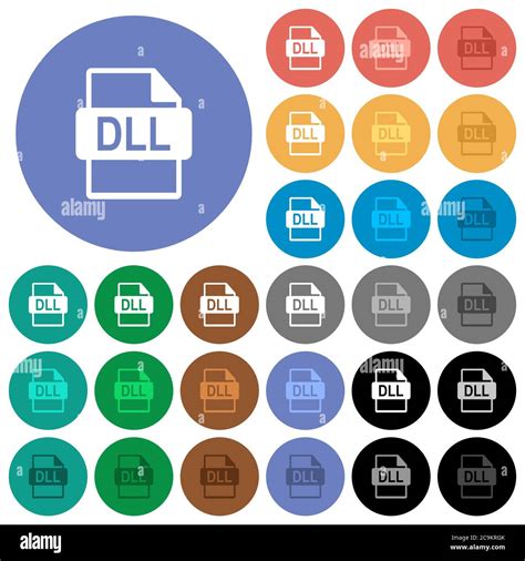 dll file format multi colored flat icons on round backgrounds included