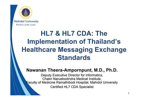 hl7 and hl7 cda the implementation of thailand s healthcare messaging