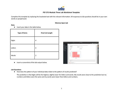 PSY Module Three Lab Worksheet Template PSY Module Three Lab Worksheet Template