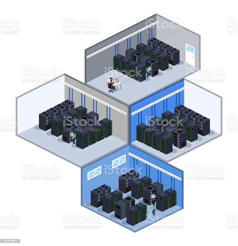 아이소메트릭 3d 벡터 일러스트 레이 션 개념 서버 룸 데이터 센터 설정 컬렉션 3차원 형태에 대한 스톡 벡터 아트 및 기타 이미지 3차원 형태 개념 개체 그룹