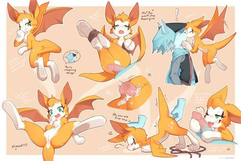 Rule 34 All Fours Ancesra Bat Wings Blue Fur Blush Blush Lines Bound