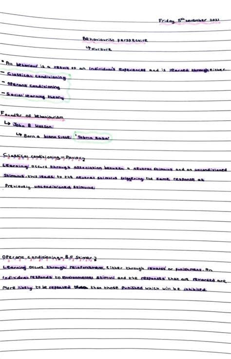 Behaviourist Perspective Ocr A Level Psychology