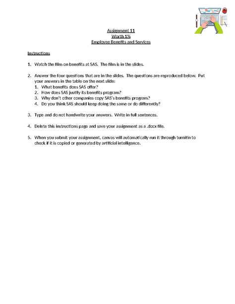 Assignment 11 Worth 1 Instructions Assignment 11 Worth 1