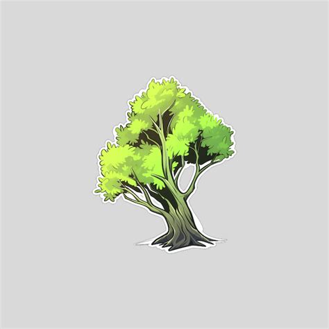 Aesthetic Green Tree Cartoon Sticker Skin Layers