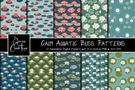 Calm Aquatic Bliss Seamless Patterns Set Graphic By
