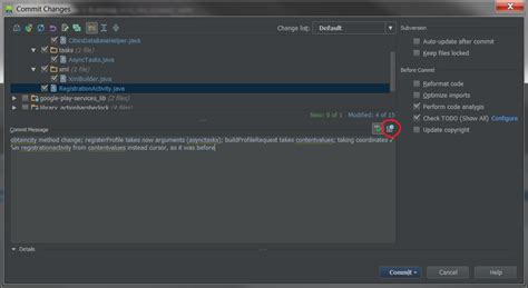 Android Studio Intellij Commiting Log For SVN Clears On Error Any Way To Restore Log