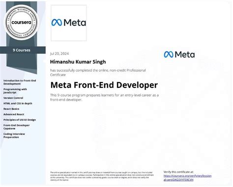 Himanshu Singh On Linkedin Frontenddevelopment Javascript React Coursera Meta Webdevelopment