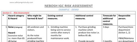 Nebosh Igc Risk Assessment Sample Pdf Unit Ig2 2022 Nebosh Igc
