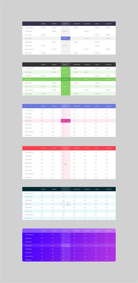Table With Vertical And Horizontal Highlight Table Template Css Table