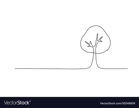 One Continuous Line Growing Tree Hand Drawn Vector Image