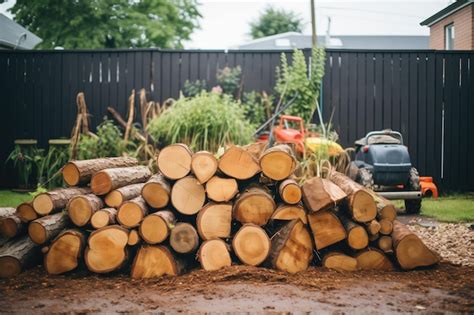 Premium Photo Split Logs Of Various Sizes Piled In A Yard