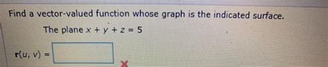 Solved Find A Vector Valued Function Whose Graph Is The Chegg
