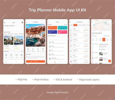 Premium Psd Trip Planner Mobile App Ui Kit