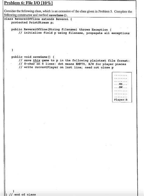 problem 6 file i o [10 ] consider the following class which is an