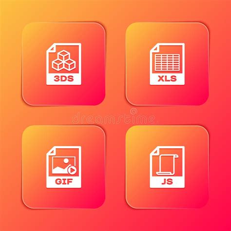 Set 3ds File Document Xls  And Js Icon Vector Stock Vector