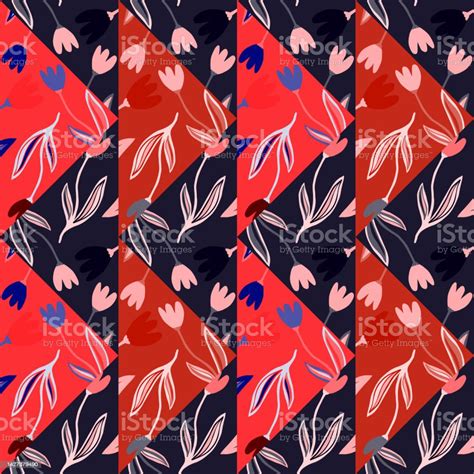 손으로 그린 꽃 모자이크 이음새가 없는 무늬 빈티지 꽃 장식품 추상적인 식물 배경 0명에 대한 스톡 벡터 아트 및 기타 이미지 0명 고풍스런 관상용 식물 Istock