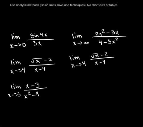 solved use analytic methods basic limits laws and