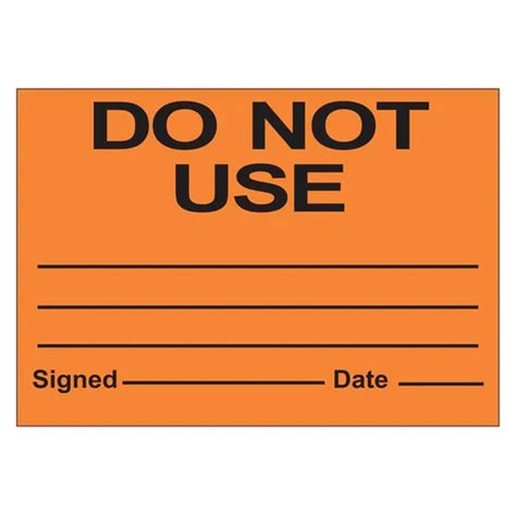 Quality Control Label Do Not Use Protect Signs