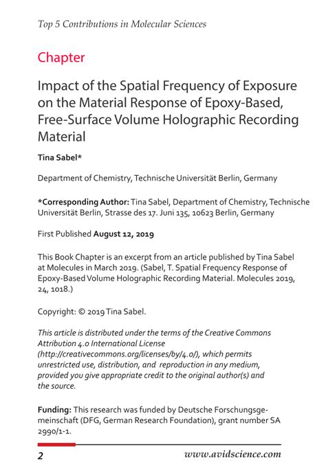 Pdf Impact Of The Spatial Frequency Of Exposure On The Material