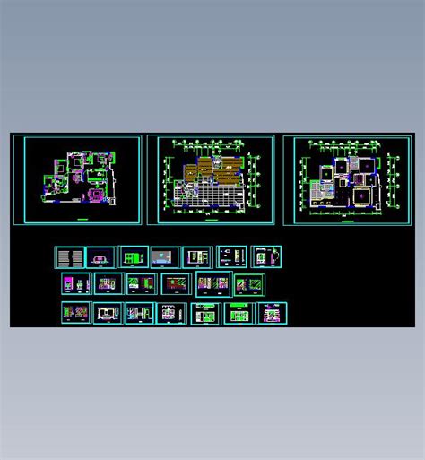 简约风格三居装修施工cad图纸 Autocad 模型图纸免费下载 懒石网