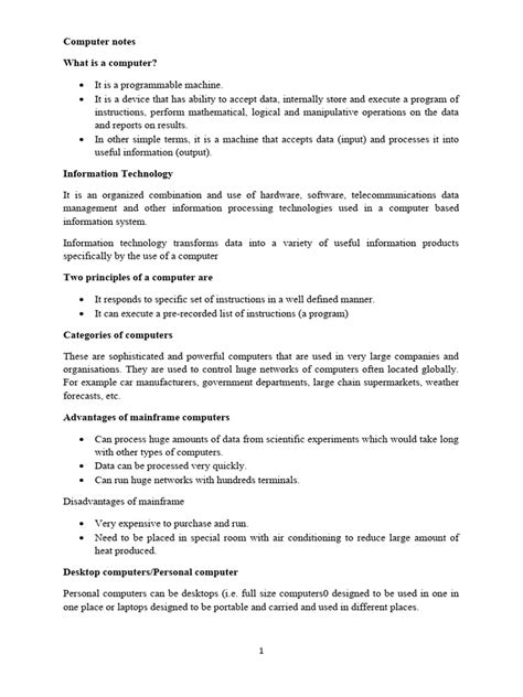 Introduction To Computers Notes Output Devices Pdf Computer Data