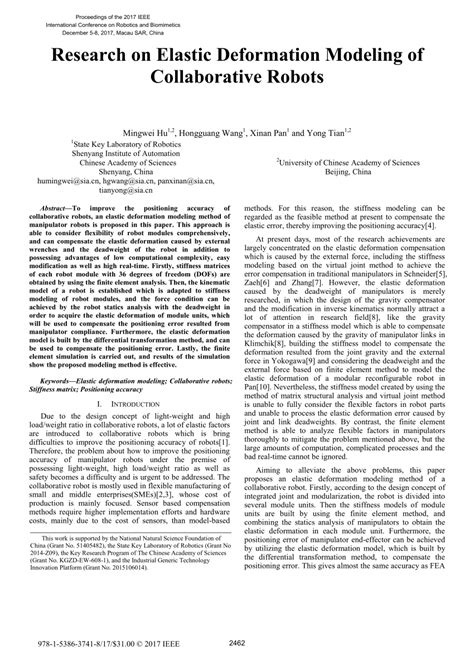 Pdf Research On Elastic Deformation Modeling Of Collaborative Robots