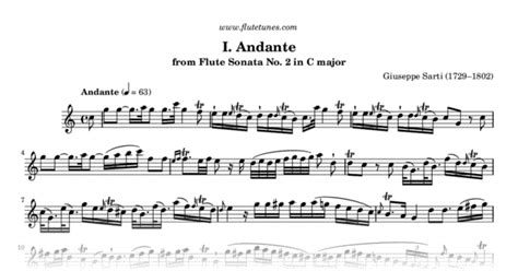 Andante From Flute Sonata No 2 In C Major G Sarti Free Flute Sheet Music Flutetunes Com