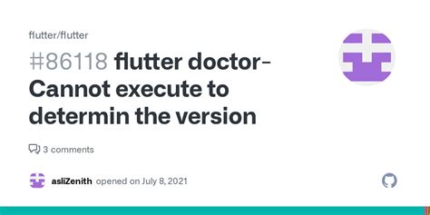 Flutter Doctor Cannot Execute To Determin The Version Issue 86118 Flutter Flutter GitHub