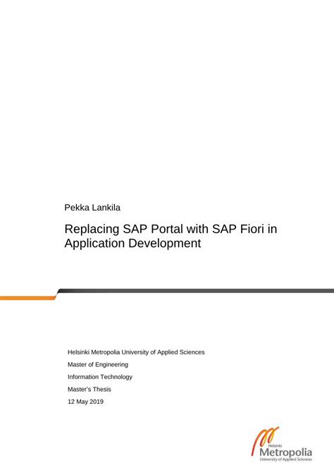 Pdf Replacing Sap Portal With Sap Fiori In Application Development