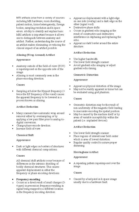 Mri Artifacts Mri Artifacts Arise From A Variety Of Sources Including Mr Hardware Room